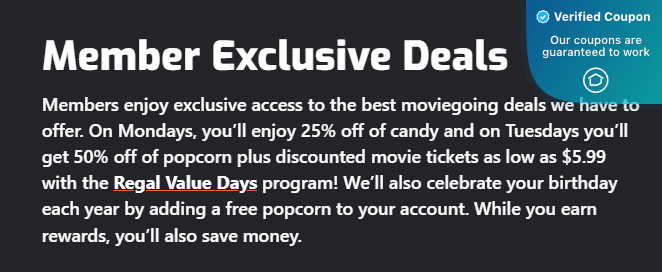 25% Off Regal Cinemas Coupons & Promo Codes - April 2025