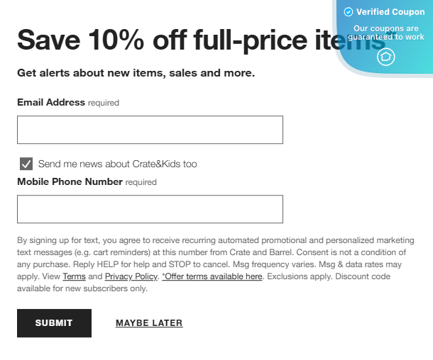 20% Off Crate and Barrel Coupons & Promo Codes - April 2025