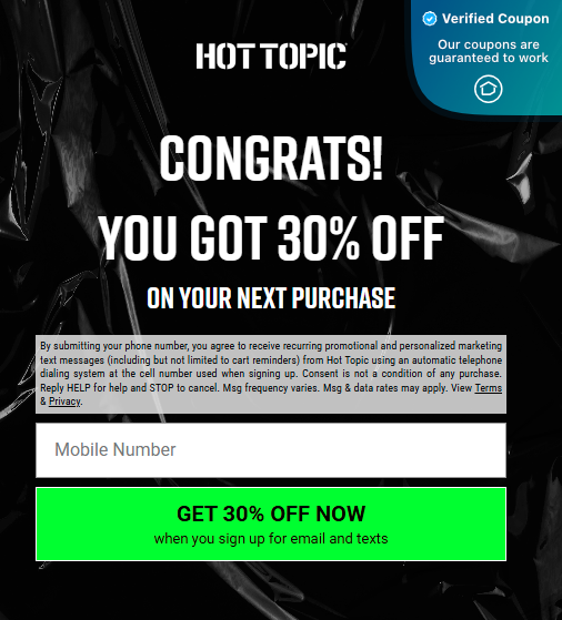$15 Off Hot Topic Coupons & Promo Codes + 1.5% Cash Back