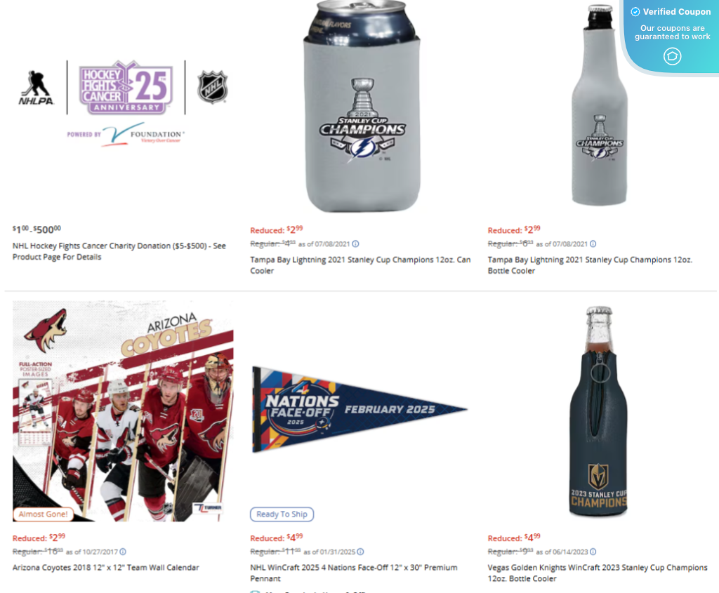 25% Off NHL Shop Coupons & Coupon Codes - March 2025