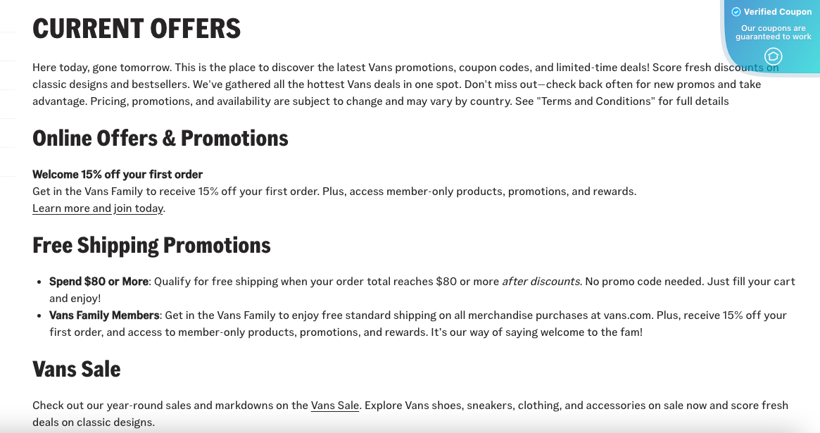 55% Off Vans Coupons & Promo Codes + 1% Cash Back - April