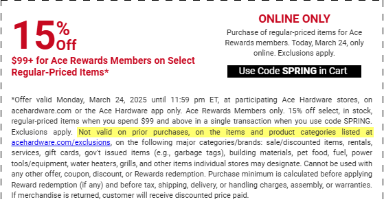 20% Off Ace Hardware Coupons & Promo Codes - April 2025