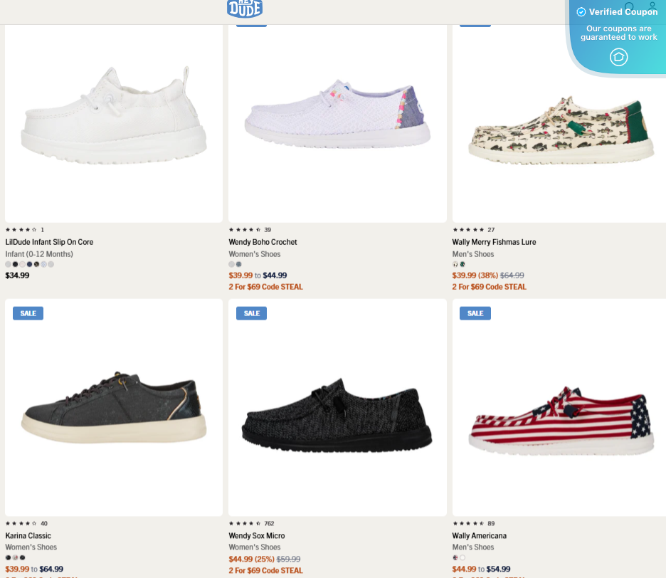 30% Off Hey Dude Coupons & Discount Codes + 10% Cash Back