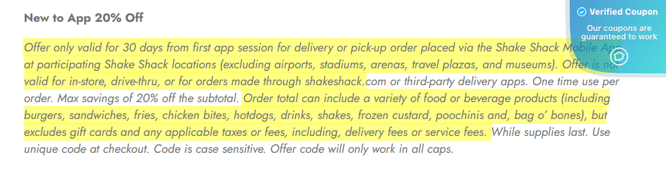 20% Off Shake Shack Coupons & Promo Codes - April 2025