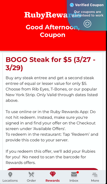 $10 Off Ruby Tuesday Coupons & Promo Codes - April 2025