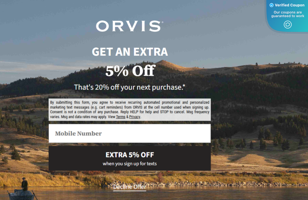 15% Off Orvis Coupons & Promo Codes + 0.25% Cash Back