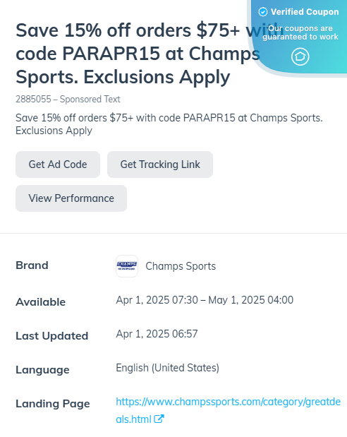 20% Off Champs Coupons & Promo Codes + 2% Cash Back - April