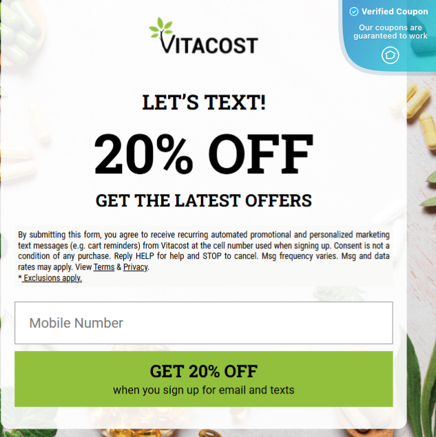 20% Off Vitacost Coupons & Promo Codes + 2% Cash Back