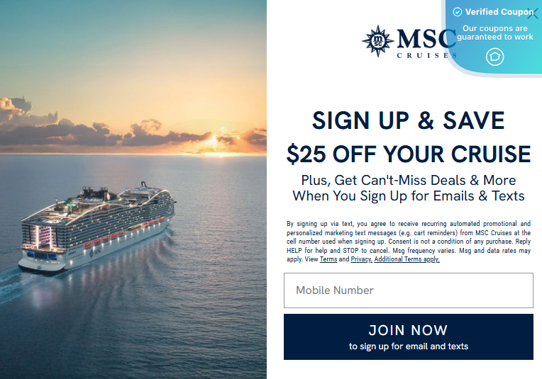30% Off MSC Cruises Coupons & Promo Codes + 0.5% Cash Back