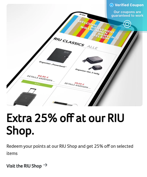 10% Off Riu Coupons & Promo Codes - April 2025