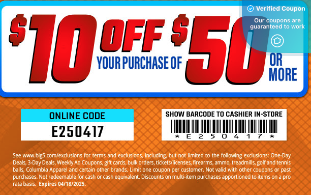 30% Off Big 5 Coupons & Promo Codes - April 2025