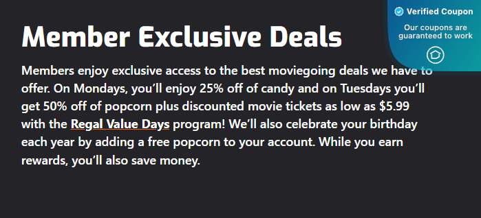 15% Off Regal Cinemas Coupons & Promo Codes - April 2025
