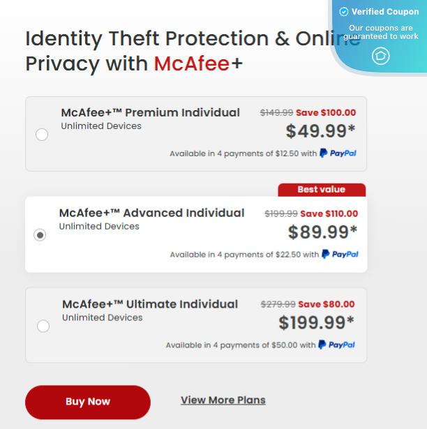 65% Off McAfee Coupons & Promo Codes - May 2025