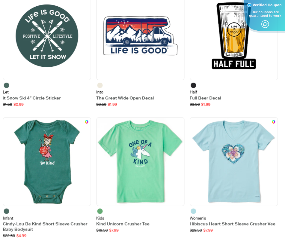 25% Off Life Is Good Coupons & Promo Codes + 3% Cash Back