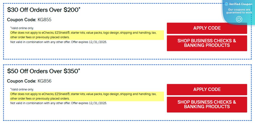 $50 Off Deluxe Checks Coupons & Discount Codes - April 2025