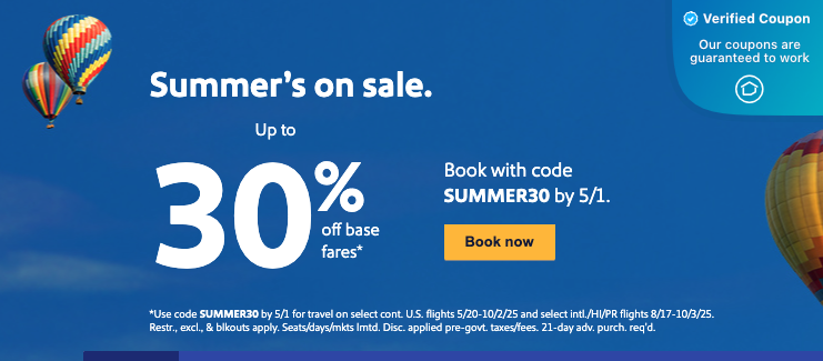 35% Off Southwest Coupons & Promo Codes - May 2025