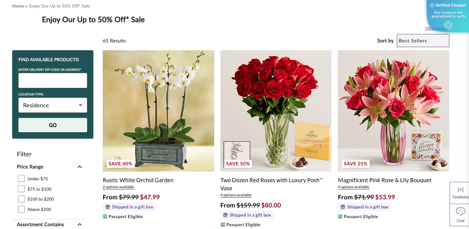 40% Off 1800Flowers Coupons & Promo Codes + 2.5% Cash Back
