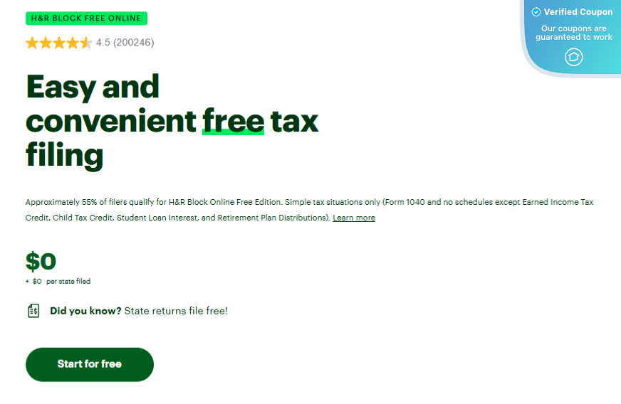 H&R Block Coupons & Promo Codes - May 2025