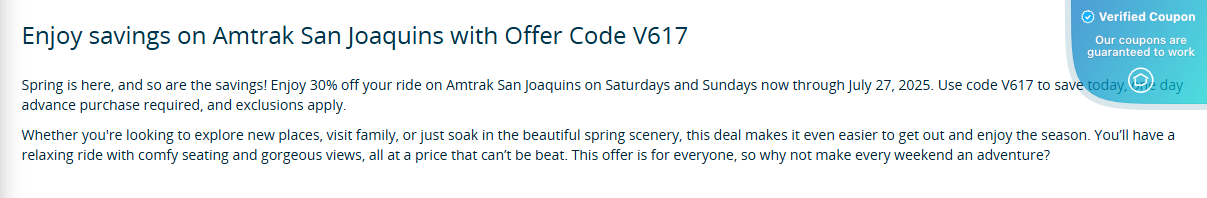 10% Off Amtrak Coupons & Discount Codes - May 2025