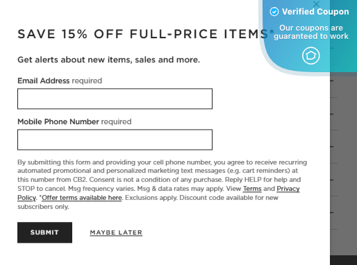 20% Off CB2 Coupons & Promo Codes - May 2025