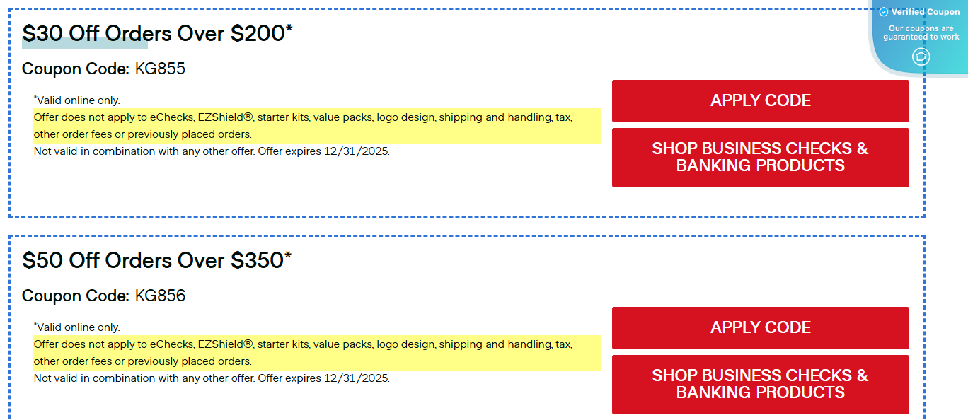 $50 Off Deluxe Checks Coupons & Discount Codes - May 2025