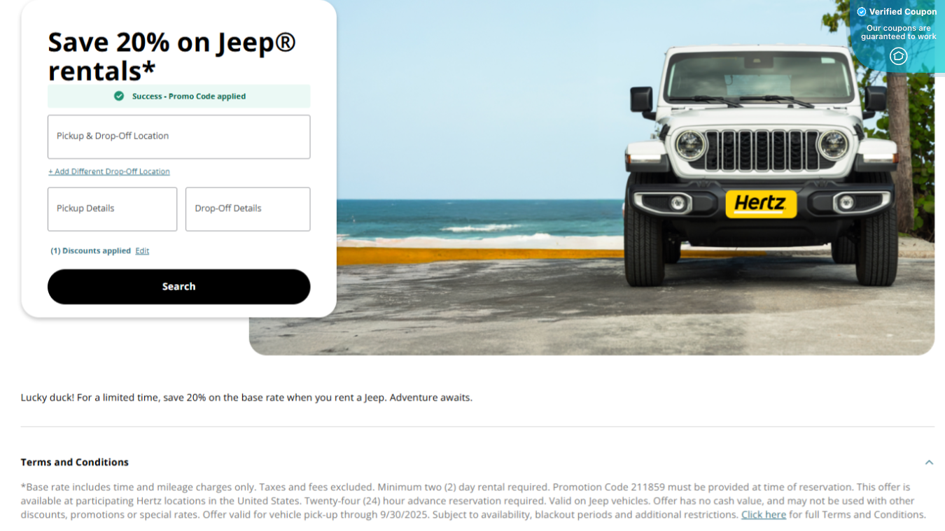 21 Hertz Coupons & Discount Codes for August 2025