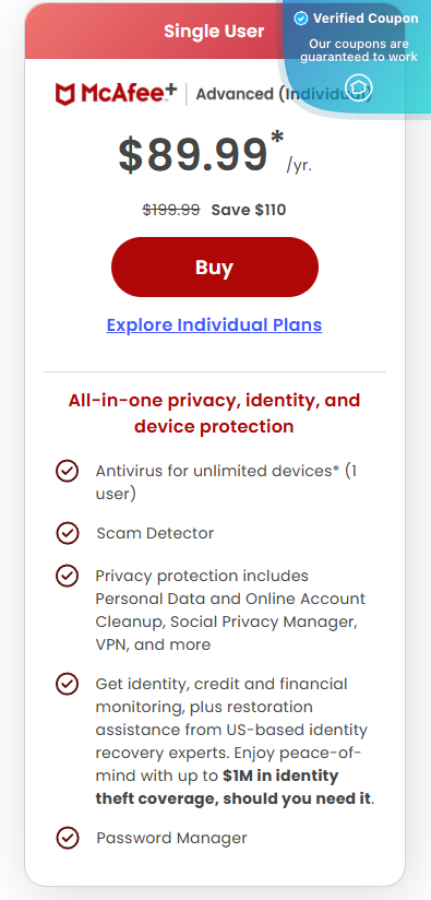 65% Off McAfee Coupons & Promo Codes - May 2025