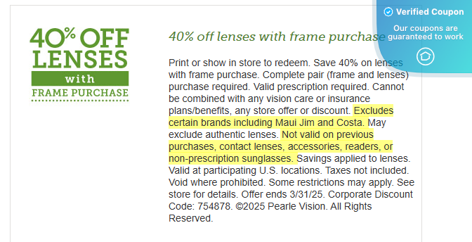 40% Off Pearle Vision Coupons & Promo Codes - May 2025
