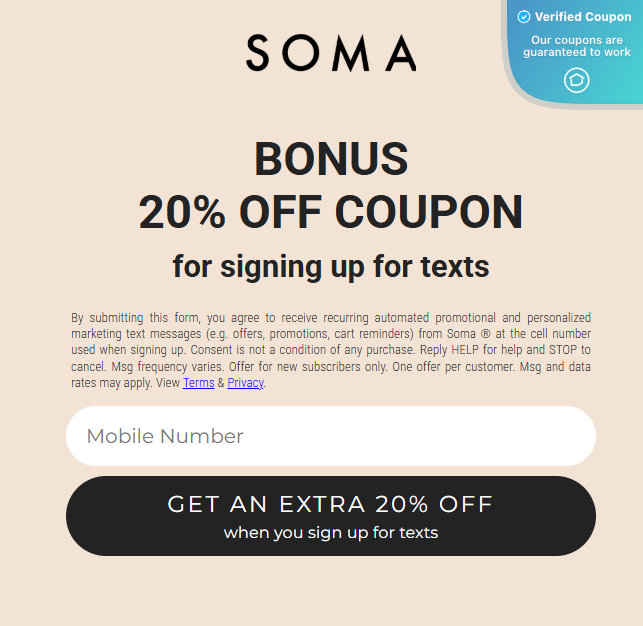 Soma Coupons - Up to 20% Off (No Codes Needed in June)