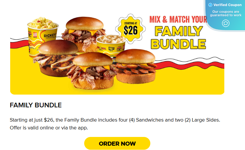 $7 Off + Dickey’s Barbecue Pit Coupons & Promo Codes