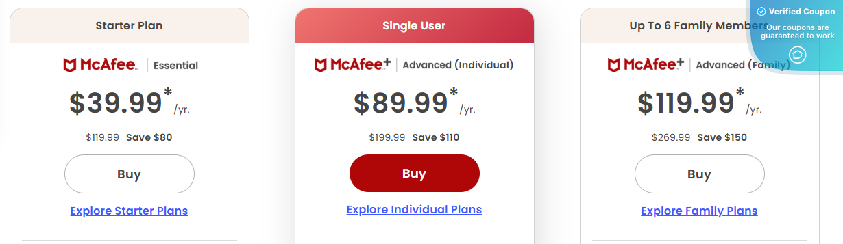 65% Off McAfee Coupons & Promo Codes - May 2025