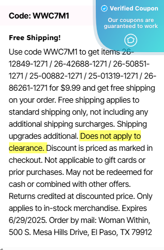 100 Woman Within Coupons & Promo Codes for June 2025