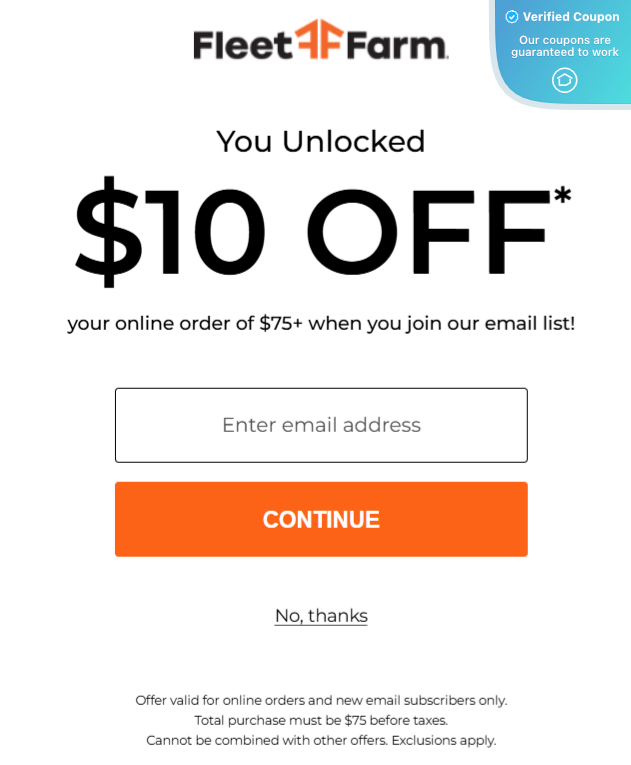 Fleet Farm Verified Promo Codes – Take up to $10 Off