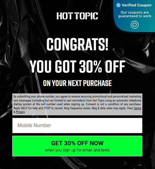 30% Off + Hot Topic Coupons & Promo Codes – June 2025
