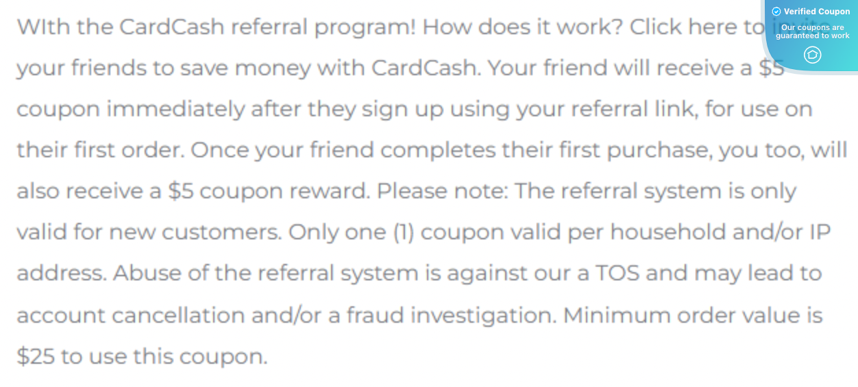 CardCash Verified Promo Codes - Enjoy up to 5% Off