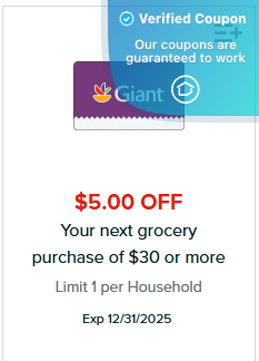 $25 Off Giant Food Coupons & Promo Codes - June 2025