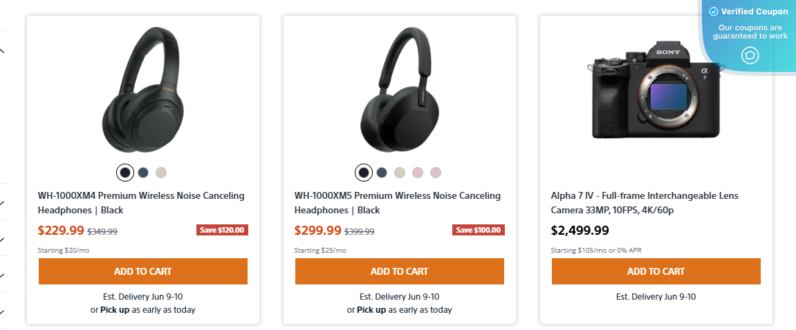 Sony Coupons - Up to $25 Off (No Codes Needed in June)