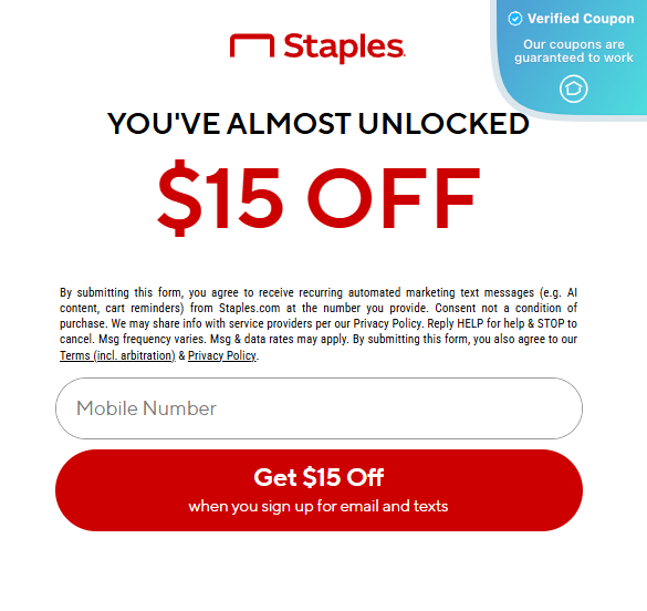 $15 Off Staples Coupons & Promo Codes - June 2025