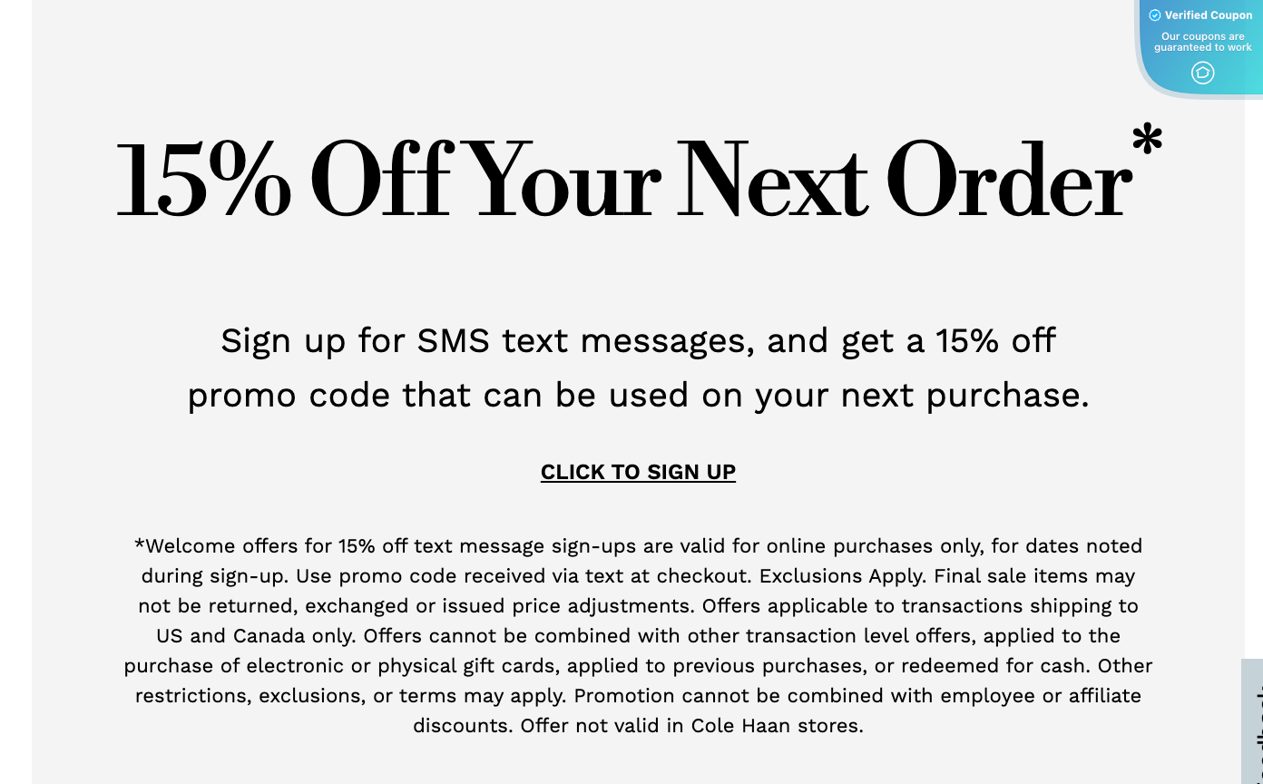 Cole Haan - Verified Coupons + Promo Code for July 2025