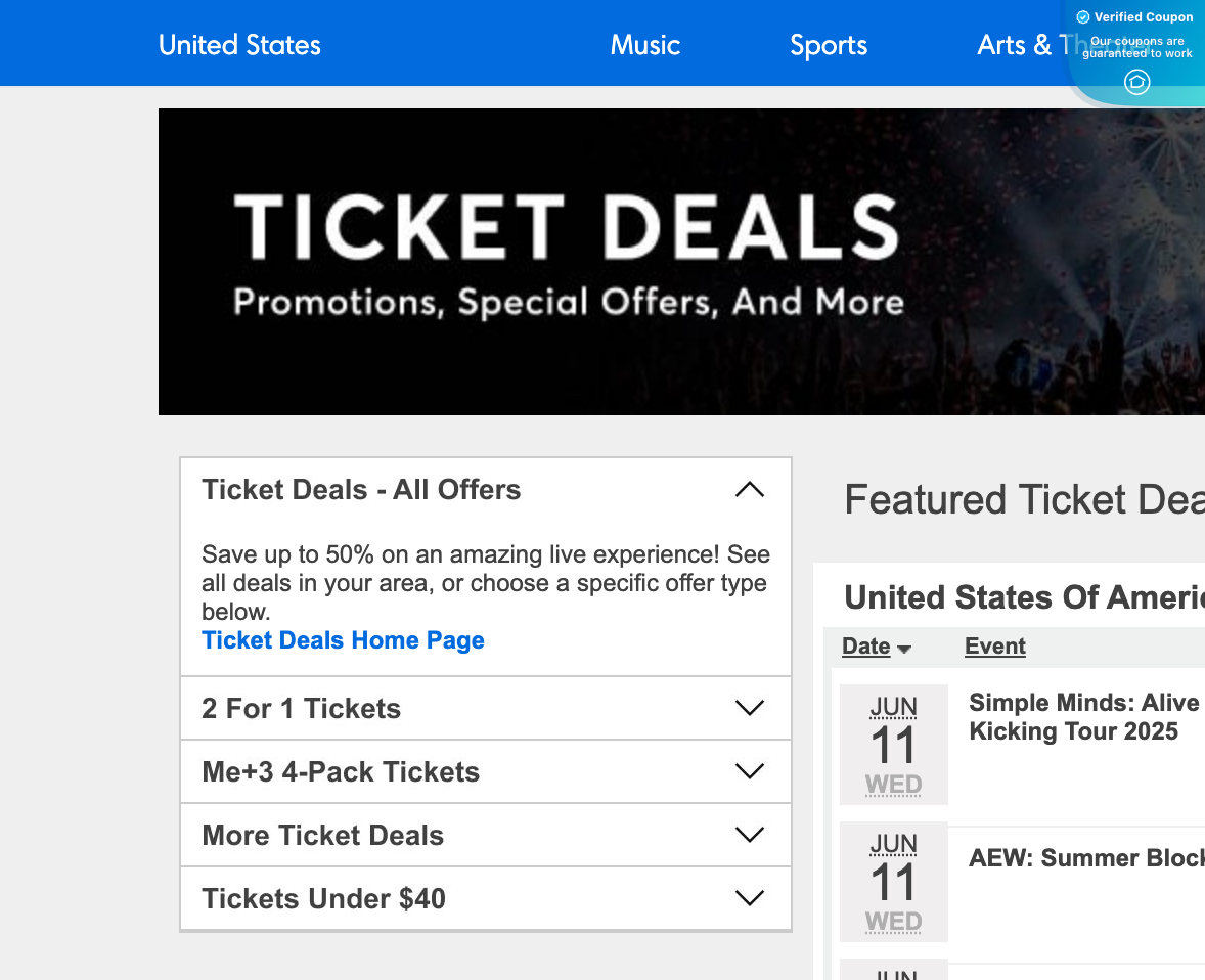 3 Ticketmaster Coupons & Promo Codes for August 2025