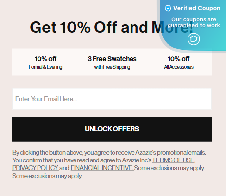 Azazie Verified Promo Codes - Take up to 10% Off (Jul)
