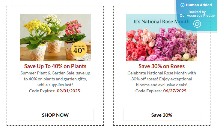 30% Off + 1800Flowers Coupons & Promo Codes – July 2025