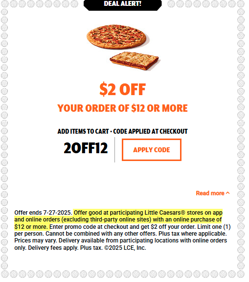 Save up to $2 with Little Caesars Promo Codes in Jun 25
