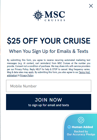 MSC Cruises Coupons - Up to $25 Off (No Codes Needed)