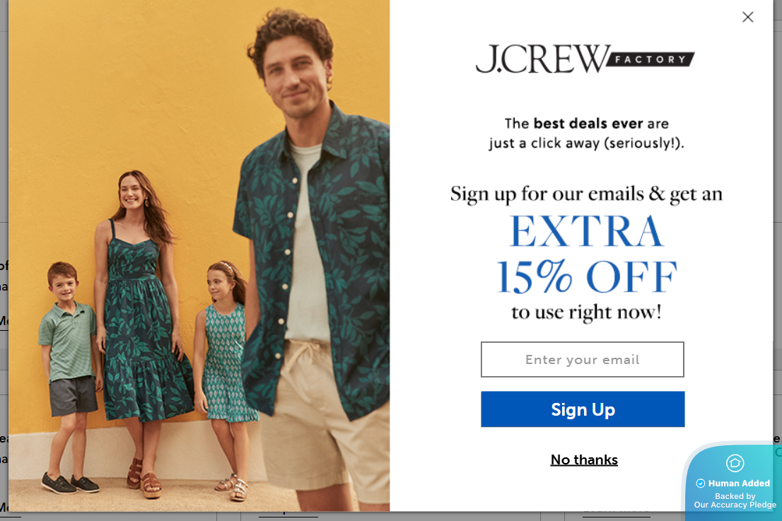 J.Crew Factory Verified Promo Codes: Save up to 15% Off