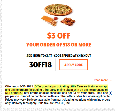 Save up to $3 with Little Caesars Promo Codes in Aug 25