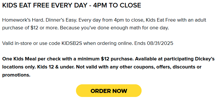 $7 Off + Dickey’s Barbecue Pit Coupons & Promo Codes