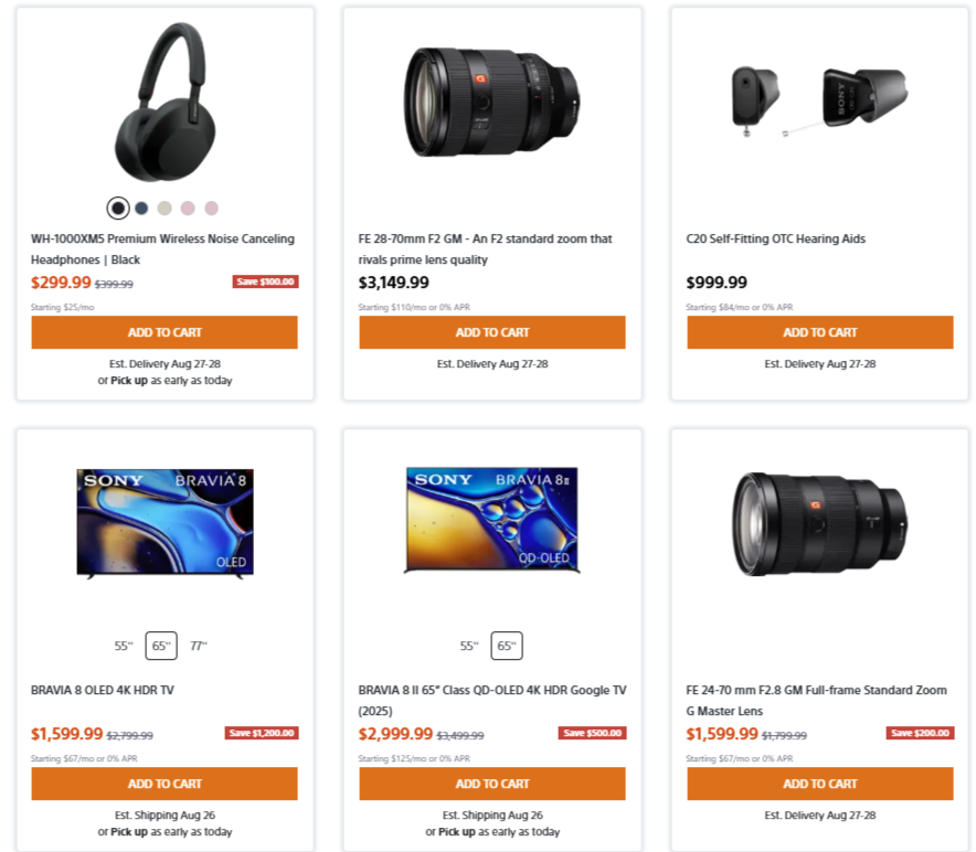 Sony Coupons - Up to $25 Off (No Codes Needed in Oct)