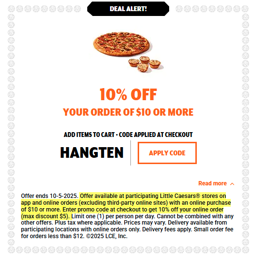 $5 Off + Little Caesars Coupons & Promo Codes – Oct 25