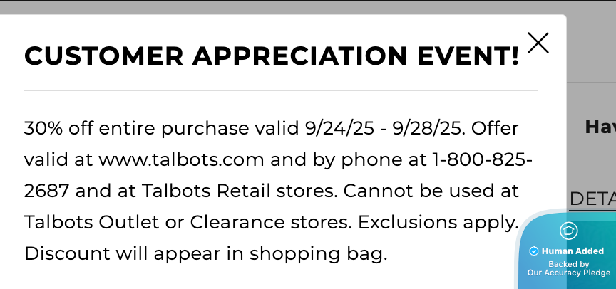 30% Off + Talbots Coupons & Promo Codes – September 25